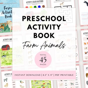 FARM ANIMALS Printable Activity Book, Toddler Busy Book, Learning ...
