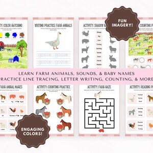 FARM ANIMALS Printable Activity Book, Toddler Busy Book, Learning ...