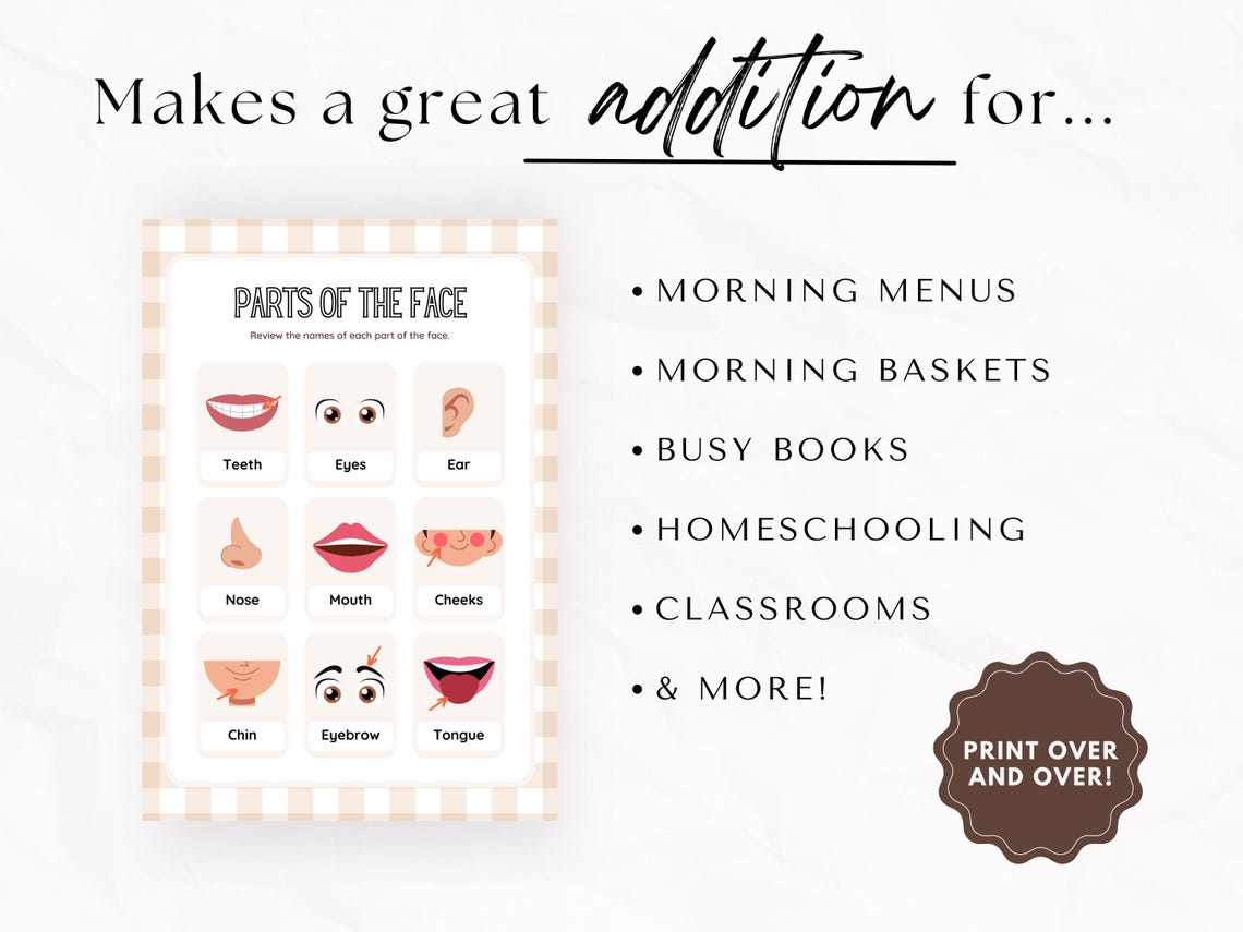ANATOMY, EMOTIONS, Preschool Morning Menu Printable, Homeschool Morning ...