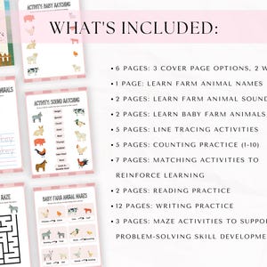 FARM ANIMALS Printable Activity Book, Toddler Busy Book, Learning ...