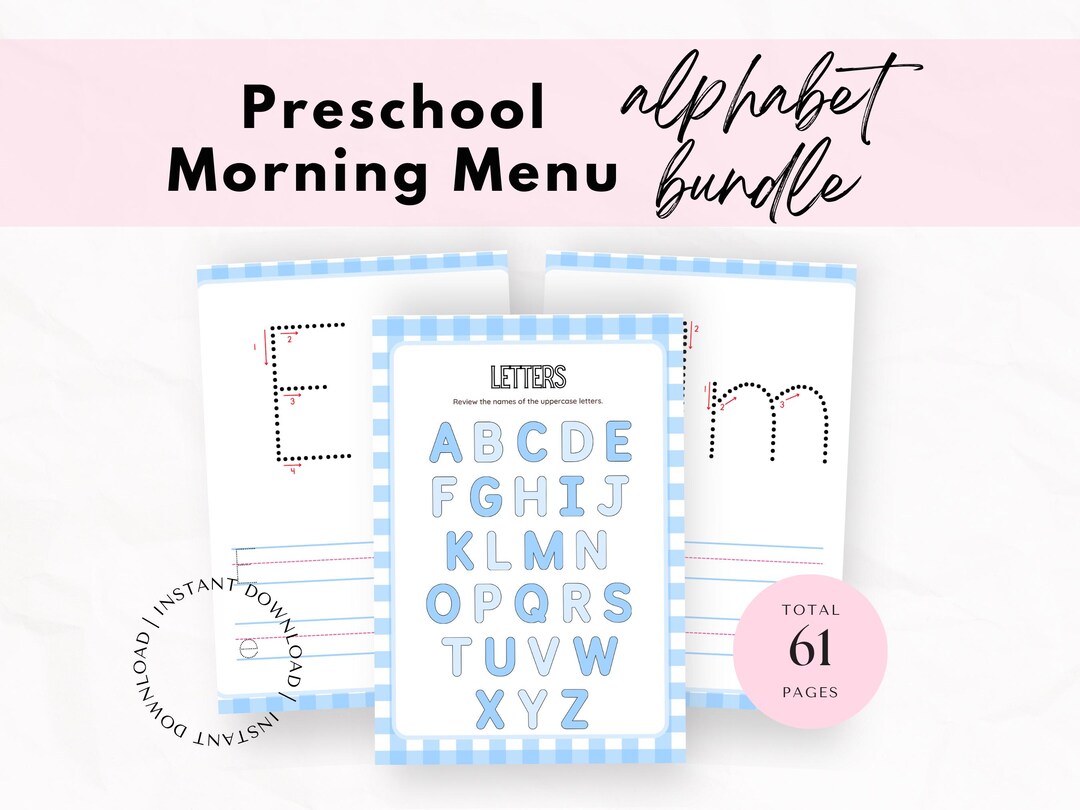 ALPHABET LETTERS, Preschool Morning Menu Printable, Homeschool Morning ...
