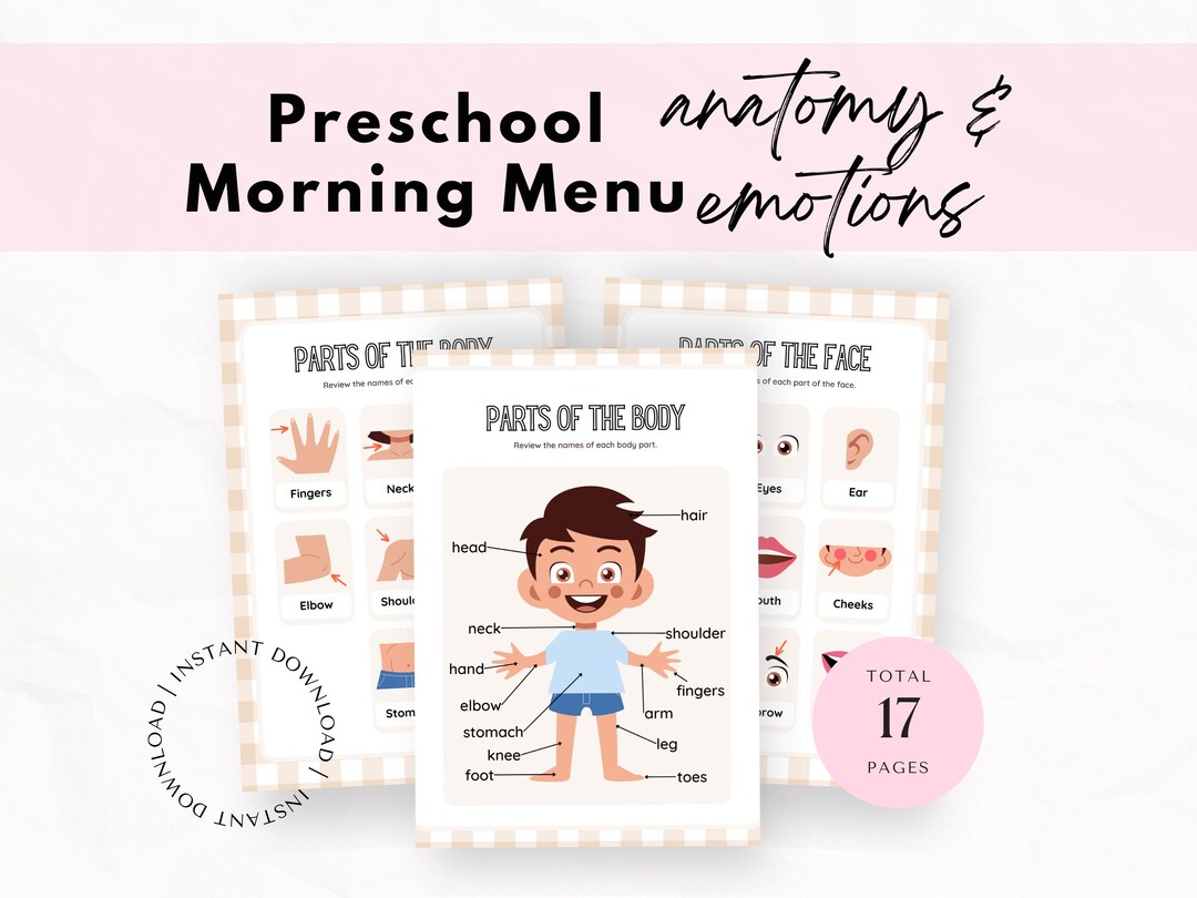 ANATOMY, EMOTIONS, Preschool Morning Menu Printable, Homeschool Morning ...