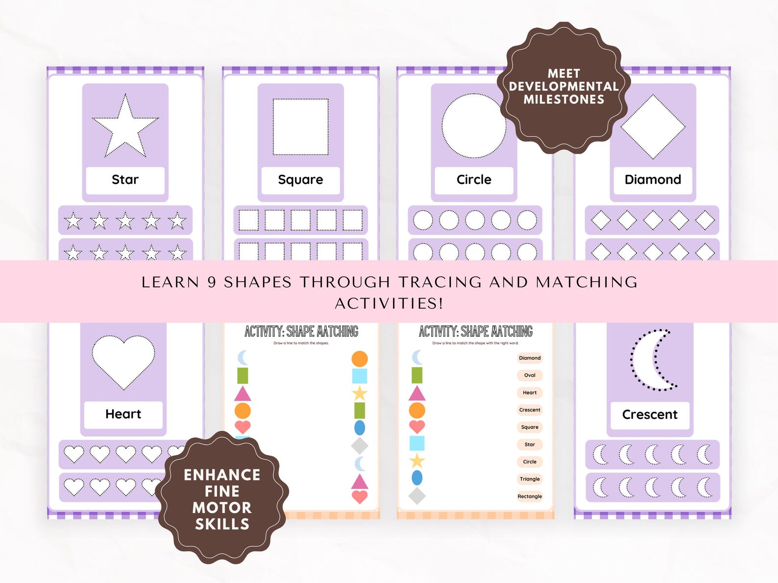 Learn 9 SHAPES, Shape Tracing, Preschool Morning Menu Printable ...