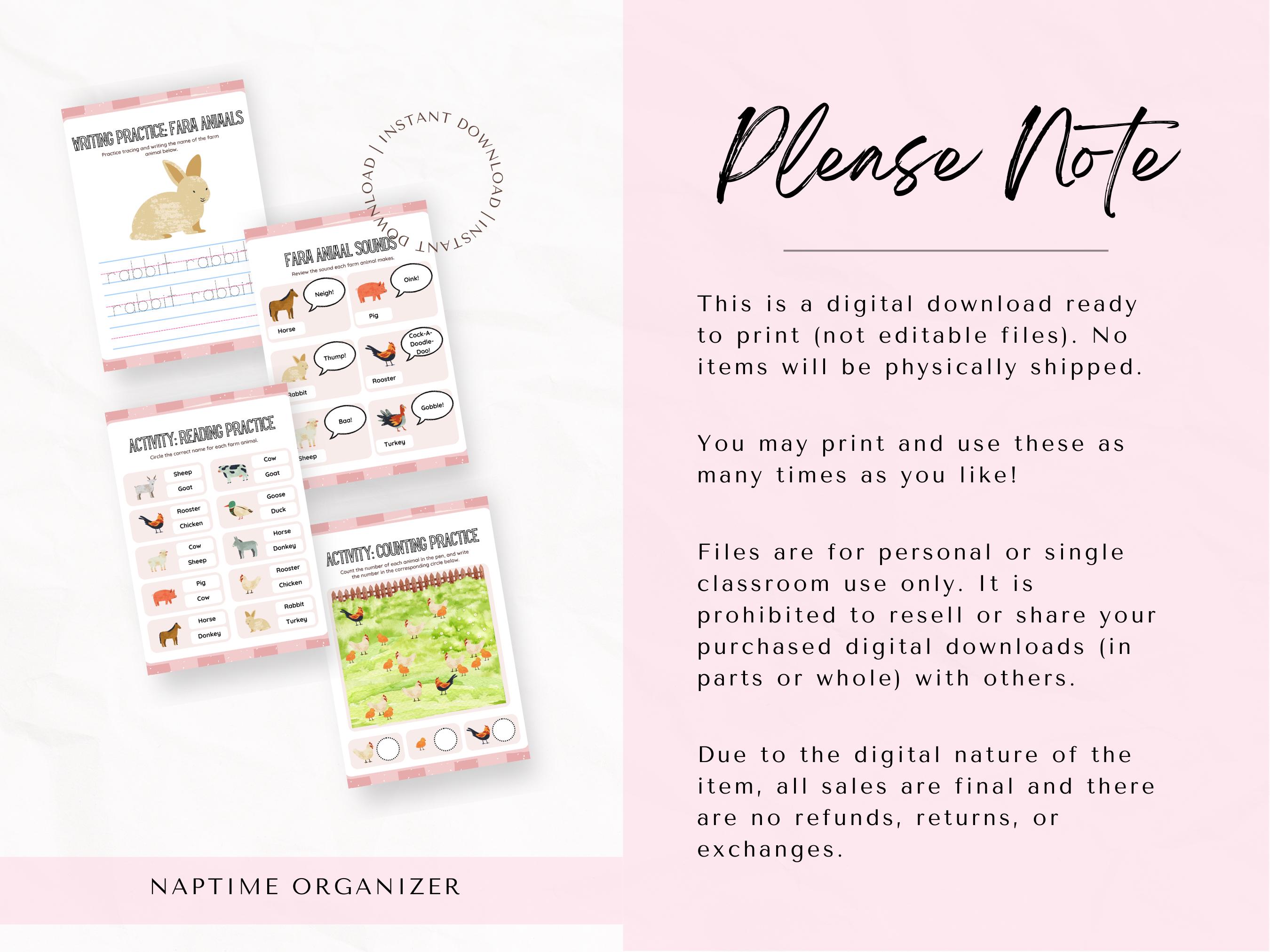 FARM ANIMALS Printable Activity Book, Toddler Busy Book, Learning ...