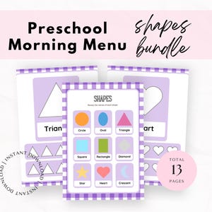 Learn 9 SHAPES, Shape Tracing, Preschool Morning Menu Printable ...