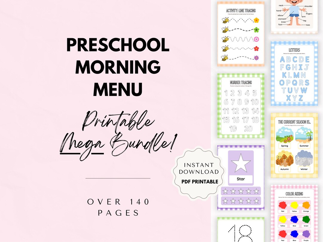 MEGA BUNDLE Preschool Morning Menu Printable | Homeschool Morning Time ...