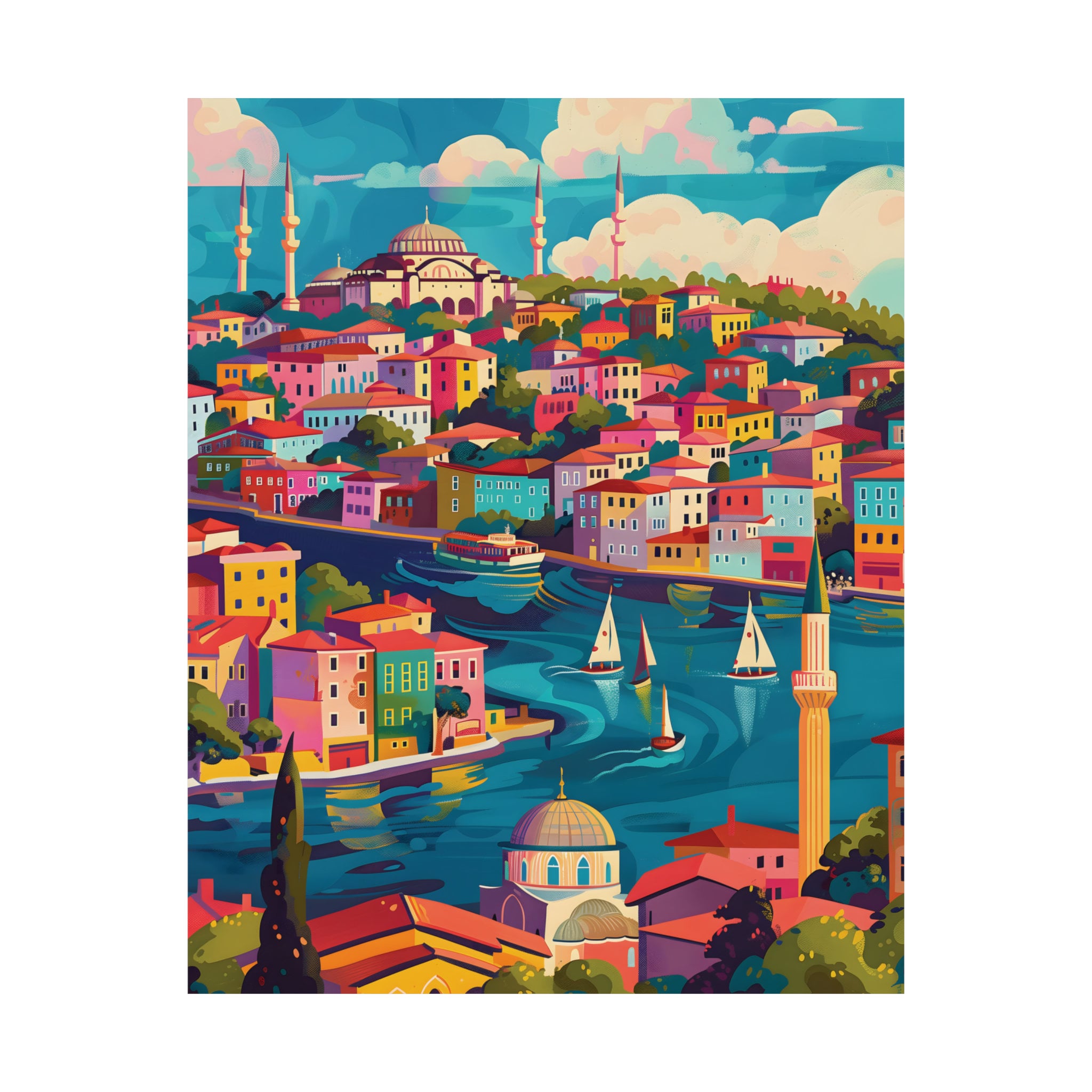 Istanbul Turkey Poster, Istanbul Print, Turkish Art, Travel Poster ...