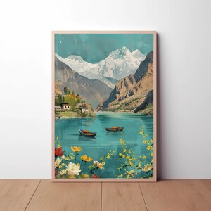 Hunza Valley Poster, Pakistan Print, Attabad Lake Poster, Islamic Art ...