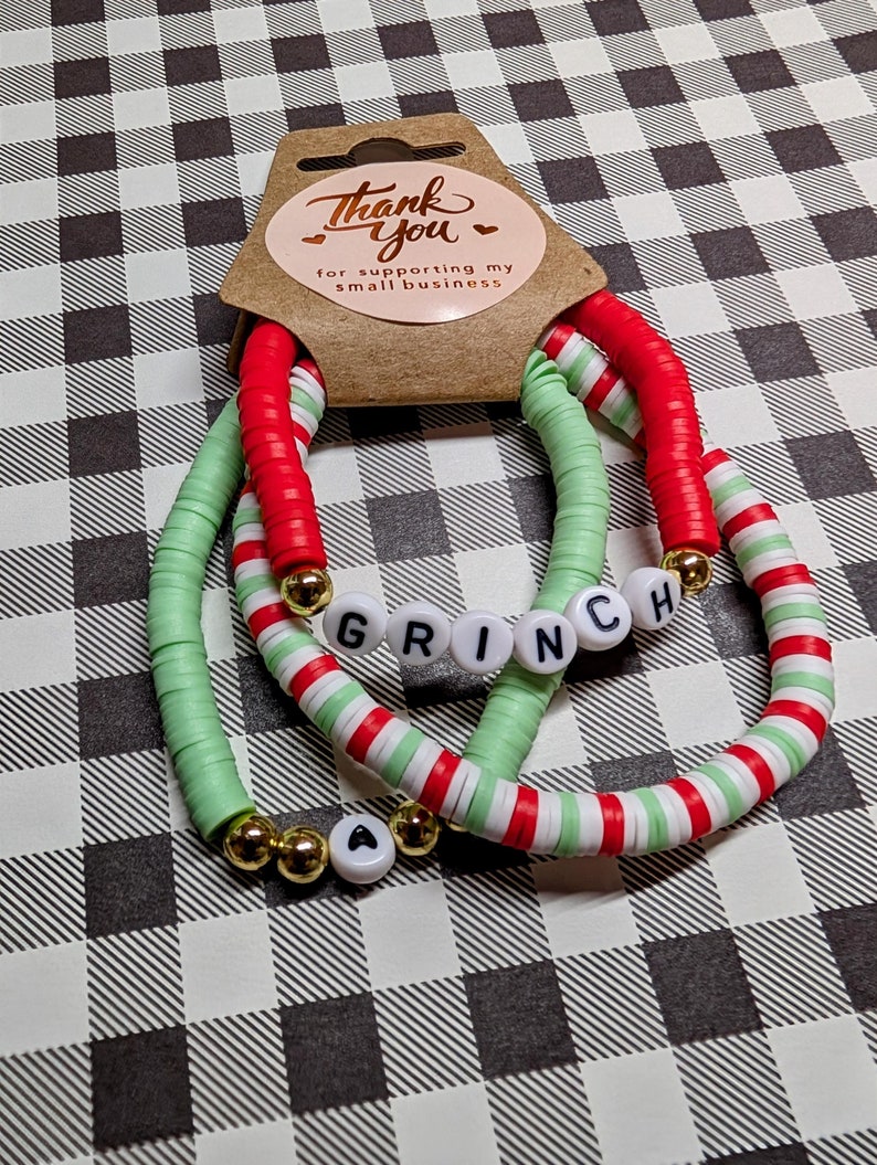 Grinch Clay Bead Bracelets - Set of 3 - Etsy