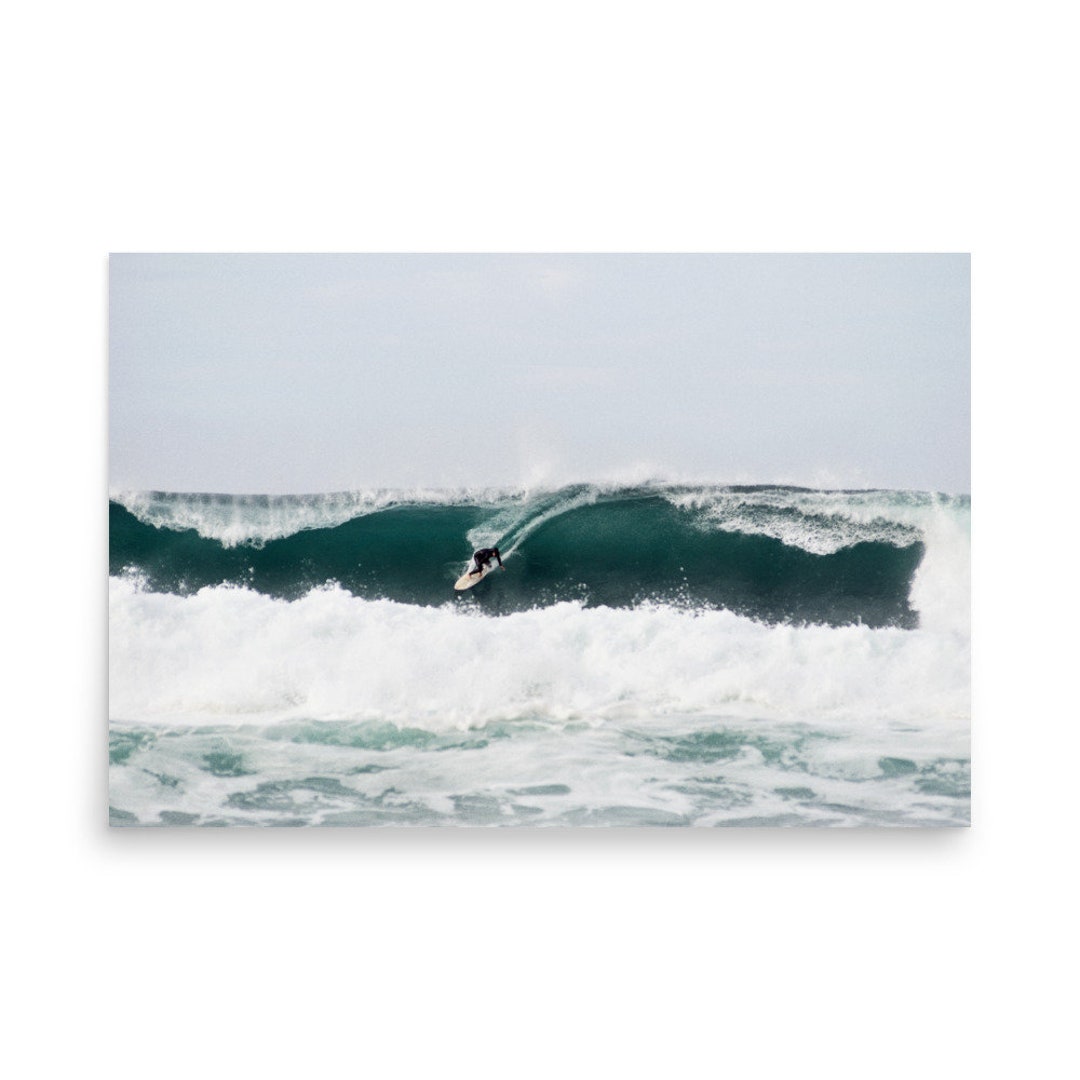 Matte Poster of a Surfer in a Large Barreling Wave in California. - Etsy