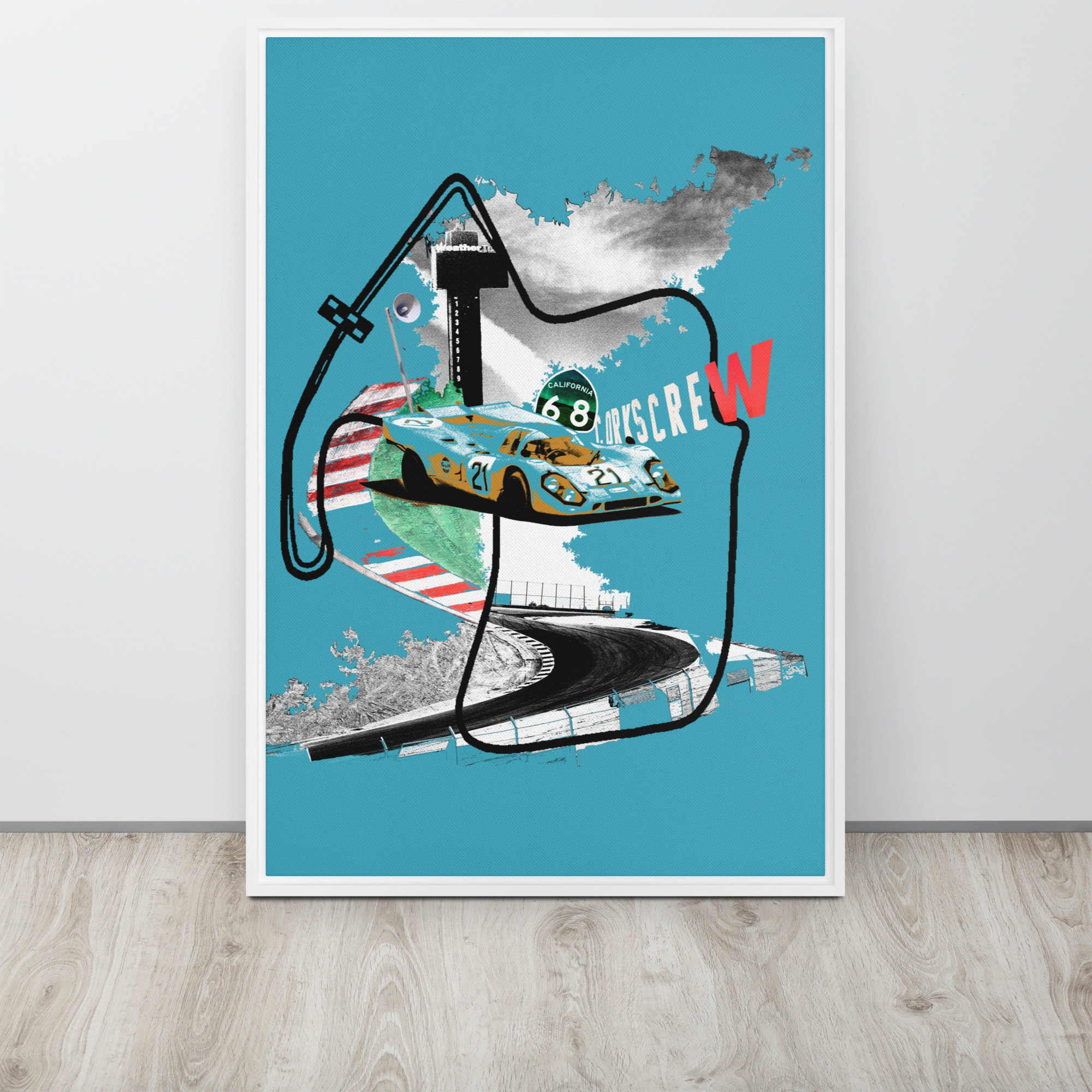 Graphic Laguna Seca Racetrack Art Collage Canvas With Corkscrew and ...