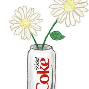 Whimsical Diet Coke Soda Can Vase With Daisy Flowers Digital Art ...