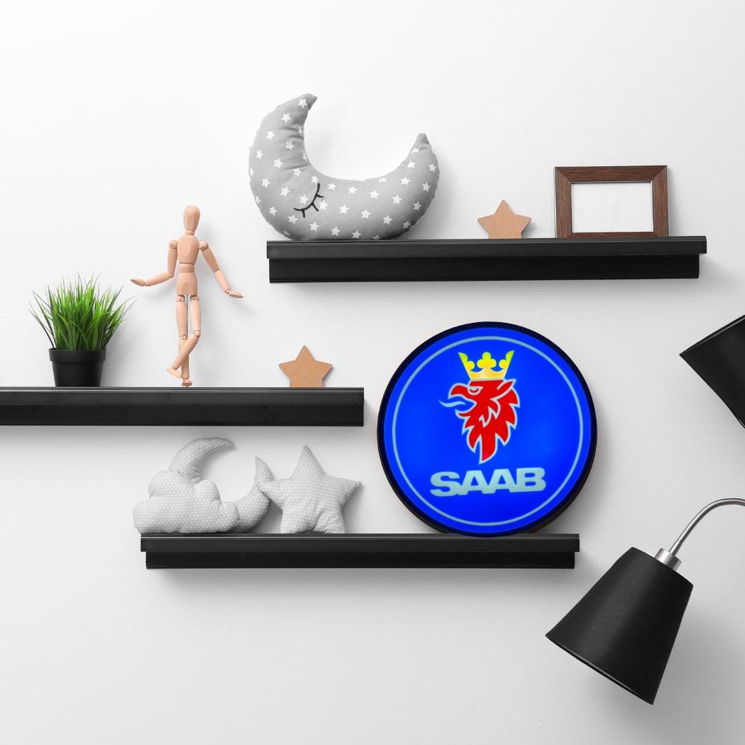 Saab Logo Lightbox - 7.5 Inch Backlit Sign With Plug & Switch Wall ...