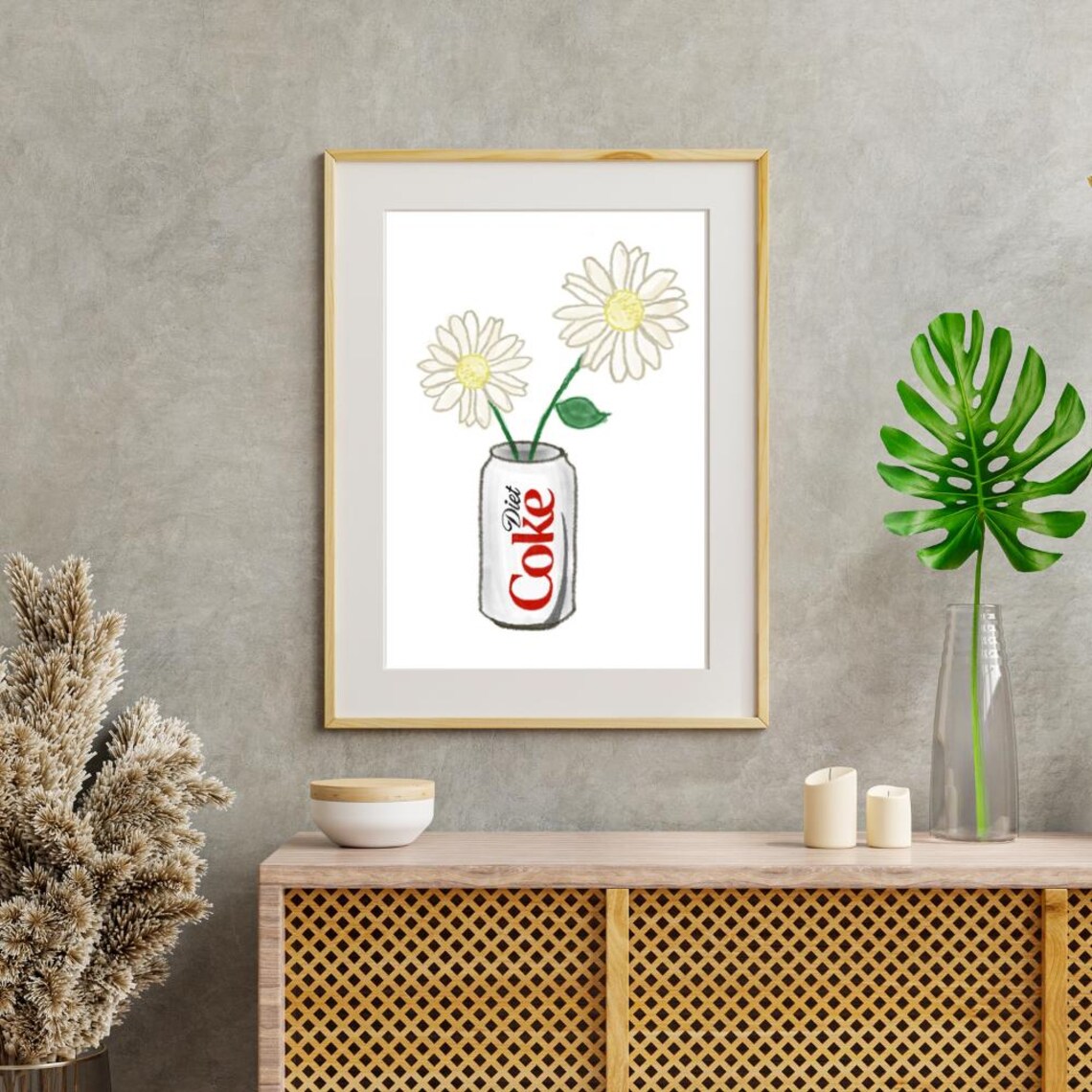 Whimsical Diet Coke Soda Can Vase With Daisy Flowers Digital Art ...
