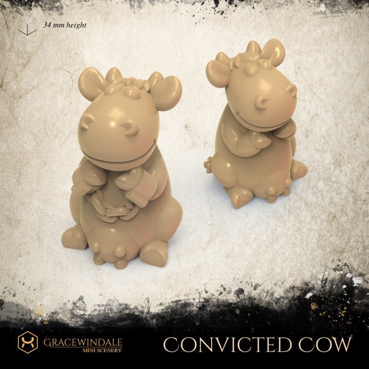Convicted Cow Dnd Miniature Dungeons and Dragons D&D Tabletop 28mm - Etsy