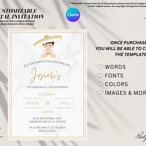 Charro Theme Baptism/ Bautizo Birthday Invitation Editable and ...