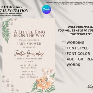 Lion King Simba Nala Disney Baby Shower Party Digital Electronic ...