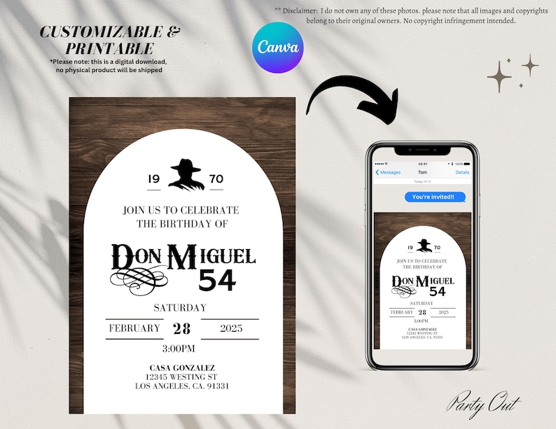 Don Julio Tequila Birthday Invitation for Men- CANVA Customizable ...