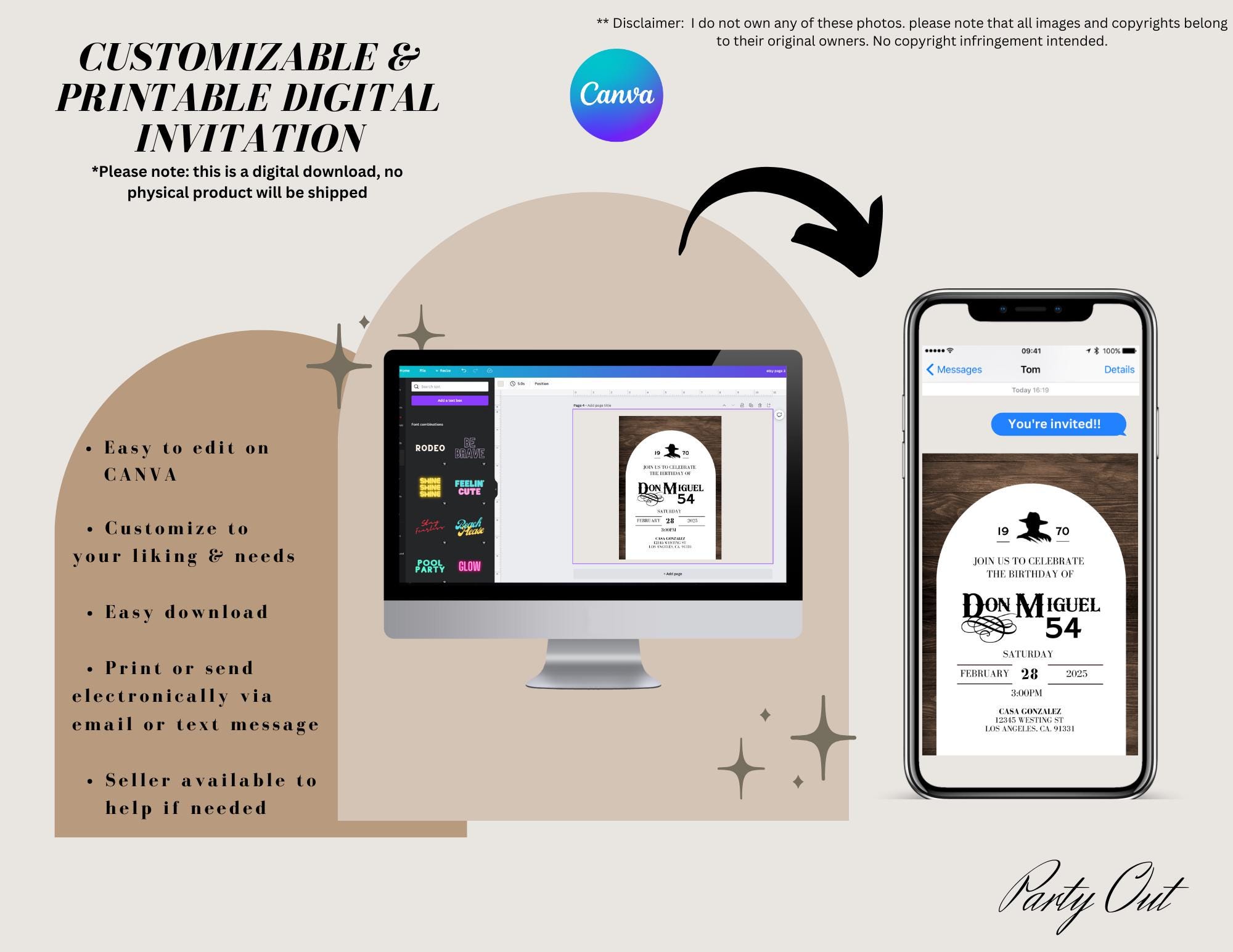 Don Julio Tequila Birthday Invitation for Men- CANVA Customizable ...