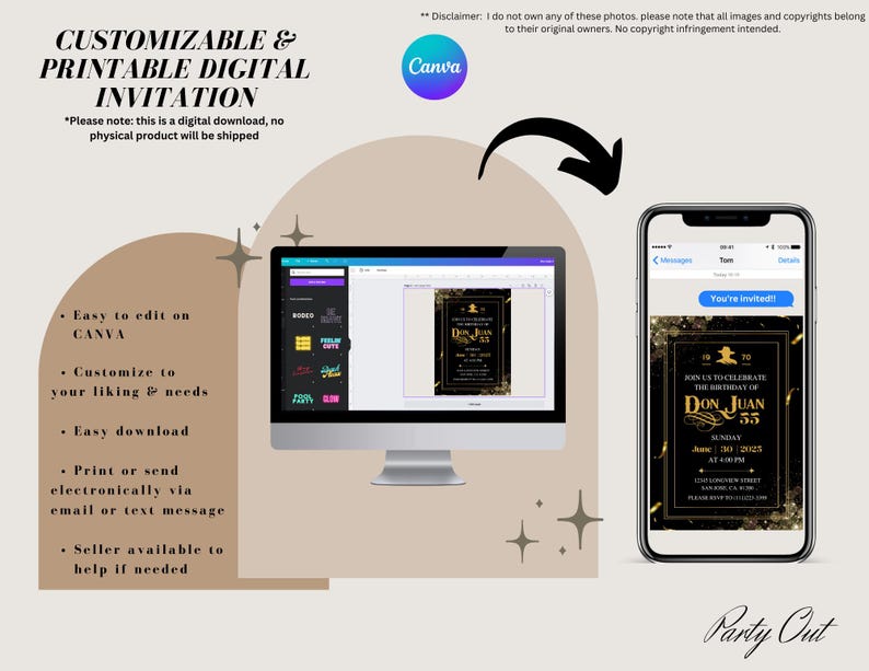 Don Julio Tequila Birthday Invitation for Men- CANVA Customizable ...