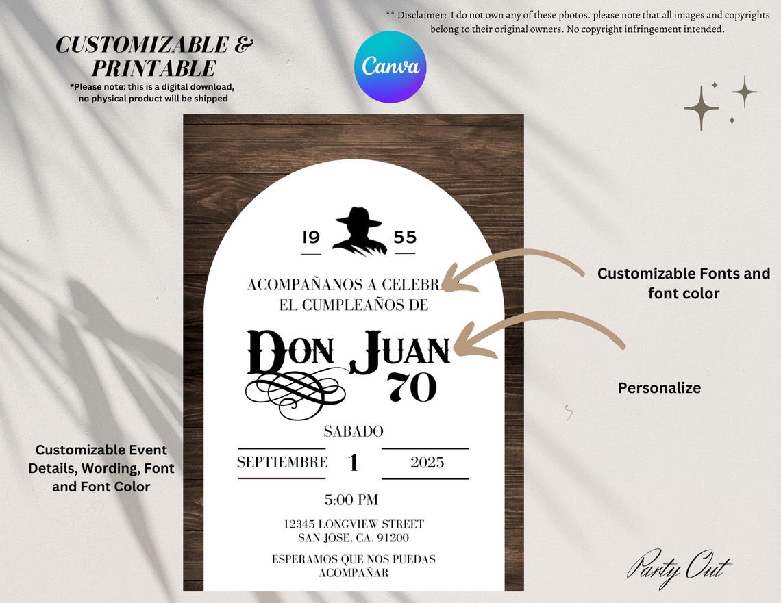 Español Don Julio Tequila Birthday Invitation - Customizable Canva ...