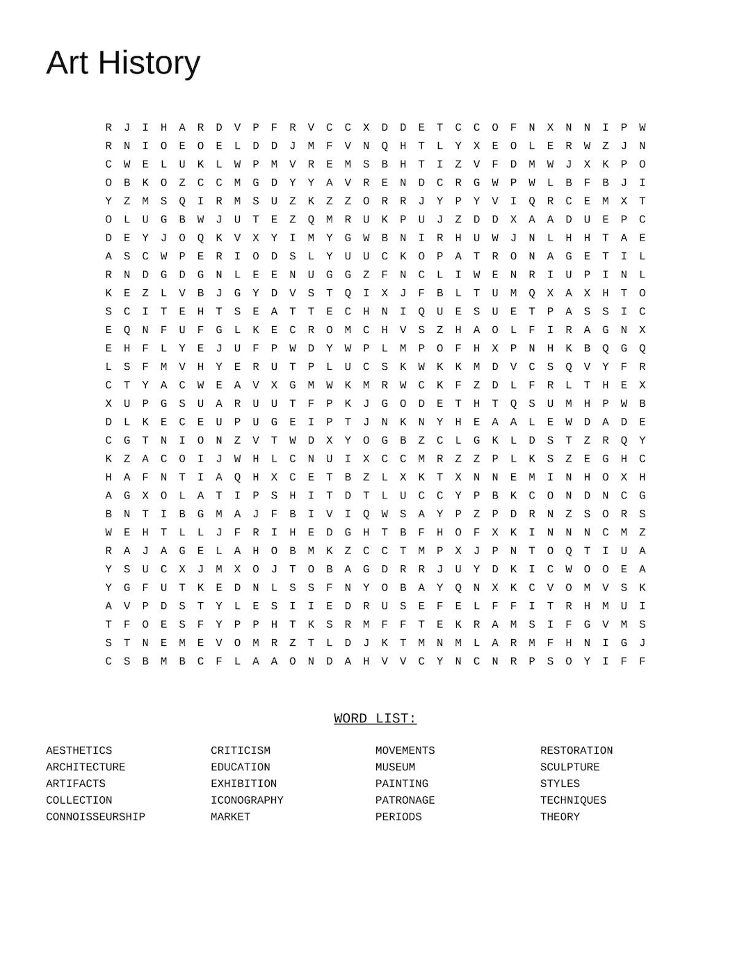 100 Art Word Searches - Etsy