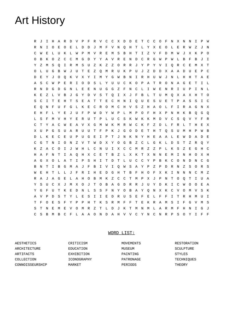 100 Art Word Searches - Etsy