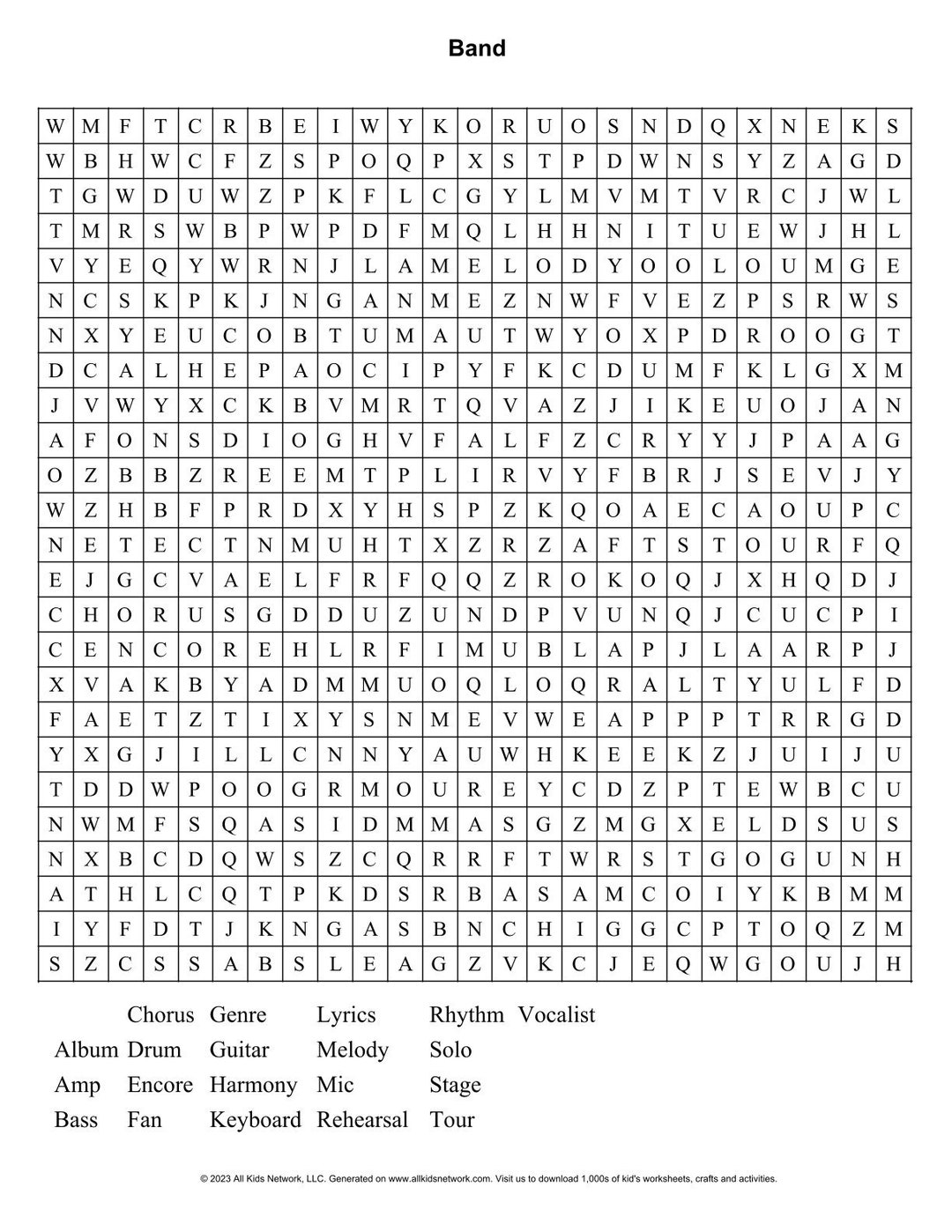 100 Music Word Searches - Etsy