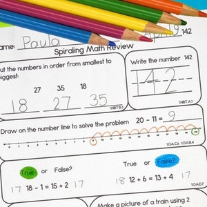 Math Spiral Review Daily Worksheets Morning Work Homework Month 8 - Etsy