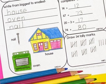 Math Spiral Review Daily Worksheets Morning Work Homework Month 1 - Etsy