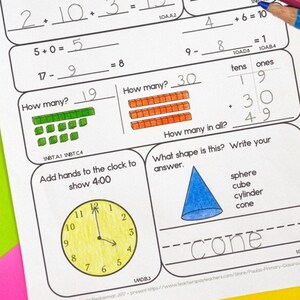 Math Spiral Review Daily Worksheets Morning Work Homework Month 5 ...