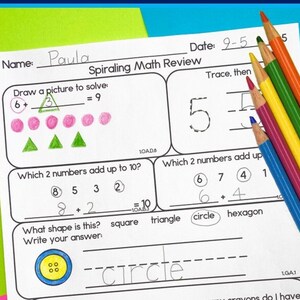 Math Spiral Review Daily Worksheets Morning Work Homework Month 1 - Etsy