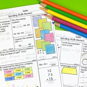 2nd Grade Math Spiral Review Morning Work Homework Warm Ups Month 4 - Etsy