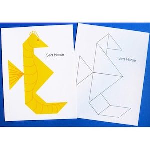 Ocean Tangram Puzzles Printable | 2D Shapes Math Center | Tangrams - Etsy