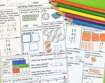 2nd Grade Math Spiral Review | Morning Work | Homework | Warm Ups Month ...