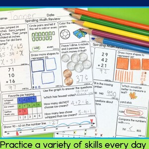 2nd Grade Math Spiral Review | Morning Work | Homework | Warm Ups Month ...