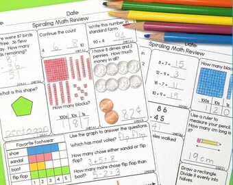 2nd Grade Math Spiral Review Morning Work Homework Warm Ups Month 3 - Etsy