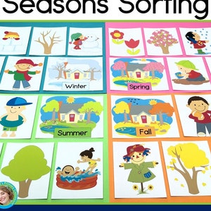 Four Seasons Picture Sorting Posters and Worksheet Spring Summer Winter ...