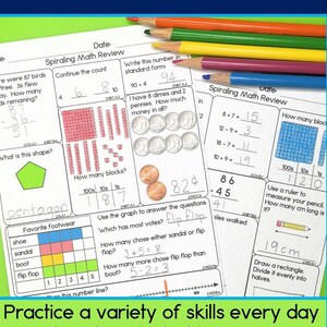 2nd Grade Math Spiral Review Morning Work Homework Warm Ups Month 1 - Etsy