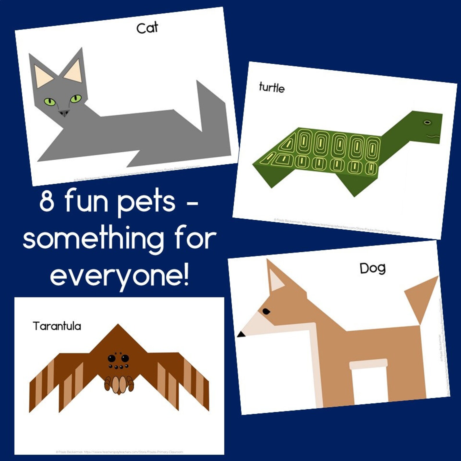 Pet Tangram Puzzles Printable | 2D Shapes Math Center | Tangrams - Etsy