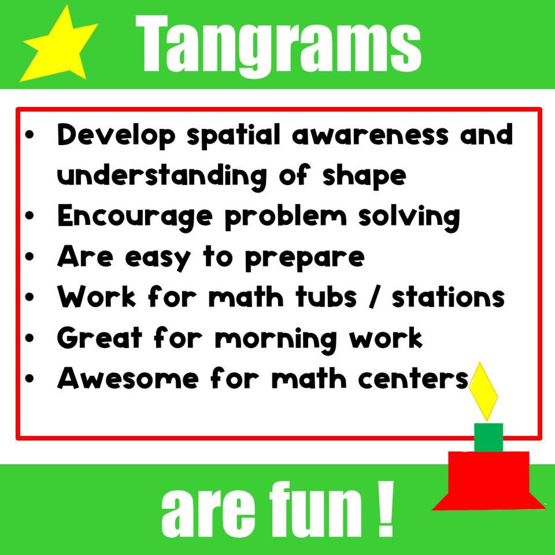 Christmas Tangram Puzzles | Printable Tangrams | 2D Shapes Math Center ...