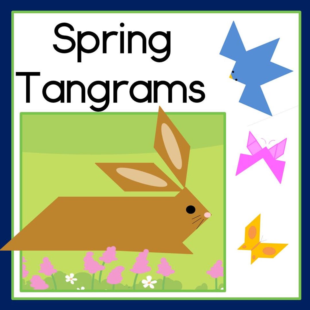 Spring Printable Tangram Puzzles Congruent 2D Shapes Math Center and ...