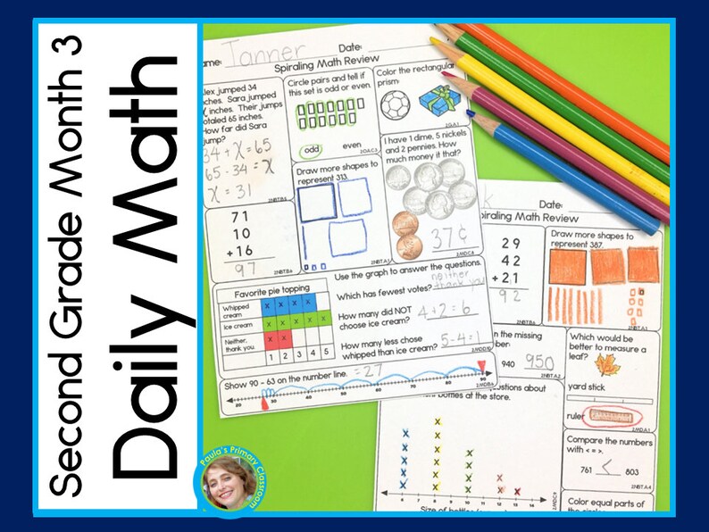 2nd Grade Math Spiral Review Morning Work Homework Warm - Etsy