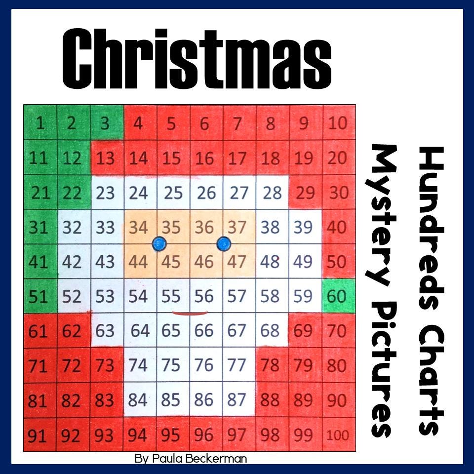 Winter Holidays | Christmas 100s Chart | Hundreds Chart | 100 Charts - Etsy