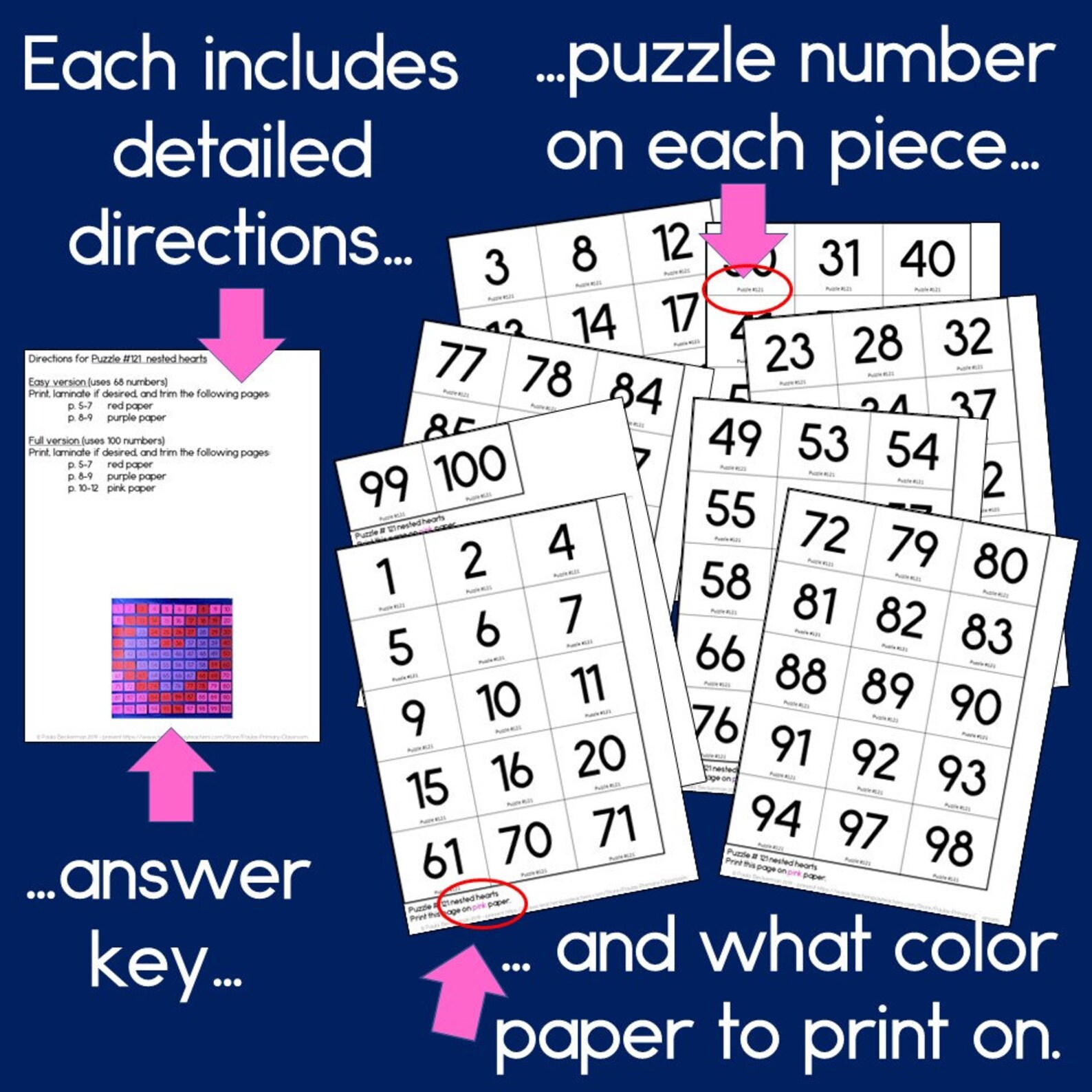Valentines Day 100 Chart Mystery Pictures for Hundreds Pocket Charts - Etsy