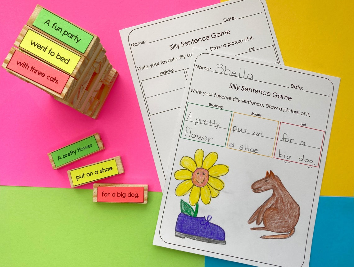 Silly Sentences Building Game for Tumbling Blocks - Etsy