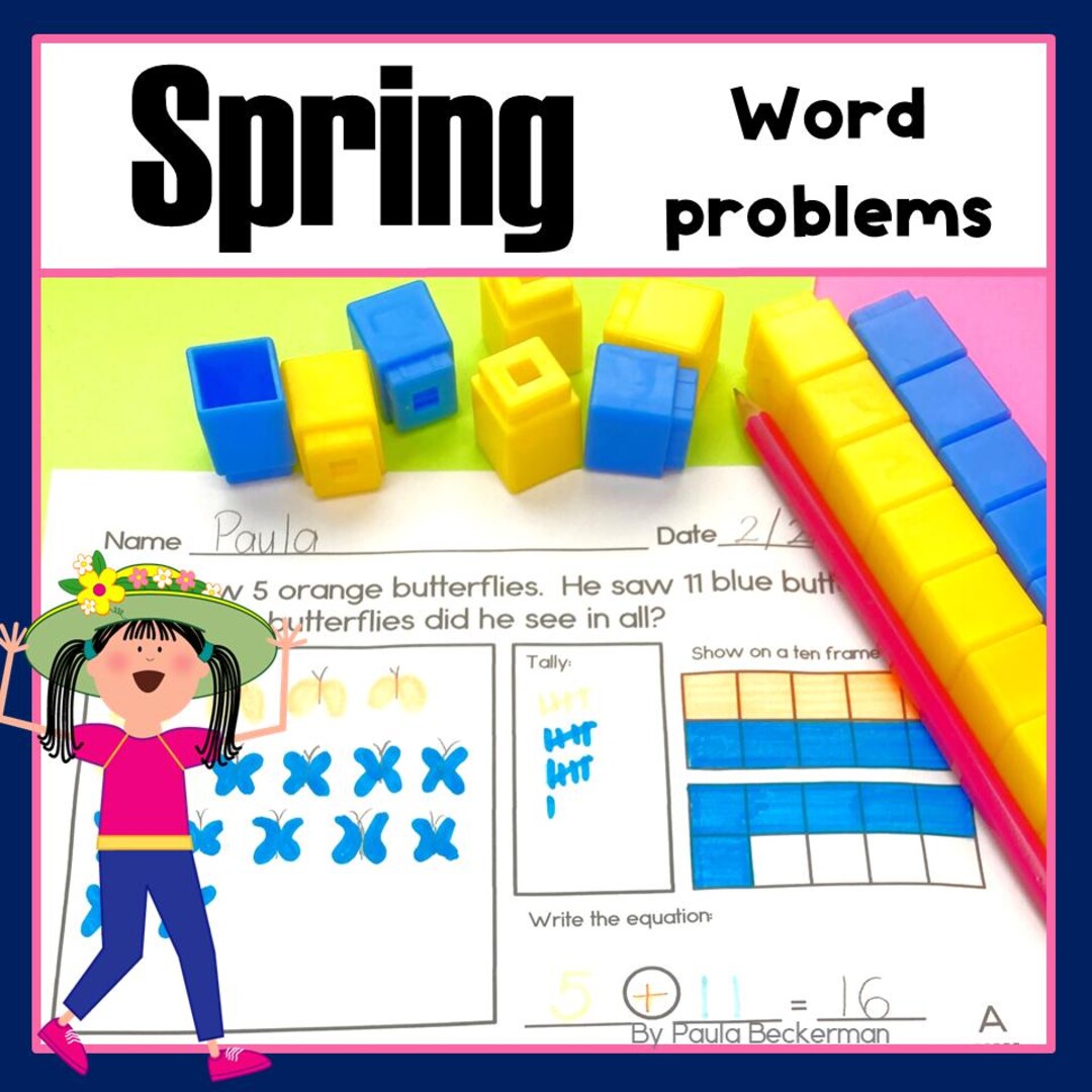 Spring Math Word Problems Addition & Subtraction in 20 Story Problems ...