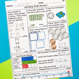 2nd Grade Math Spiral Review | Morning Work | Homework | Warm Ups Month ...