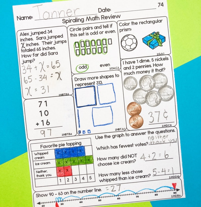 2nd Grade Math Spiral Review | Morning Work | Homework | Warm Ups Month ...