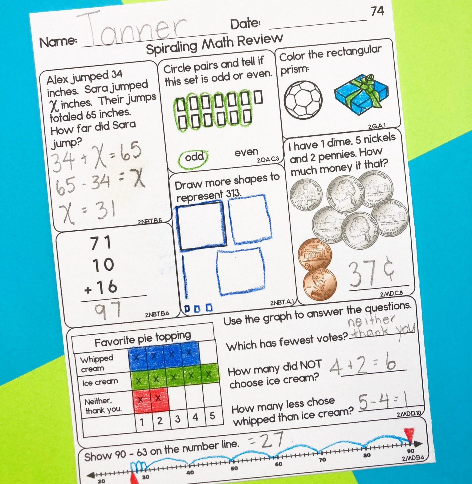 2nd Grade Math Spiral Review | Morning Work | Homework | Warm Ups Month ...